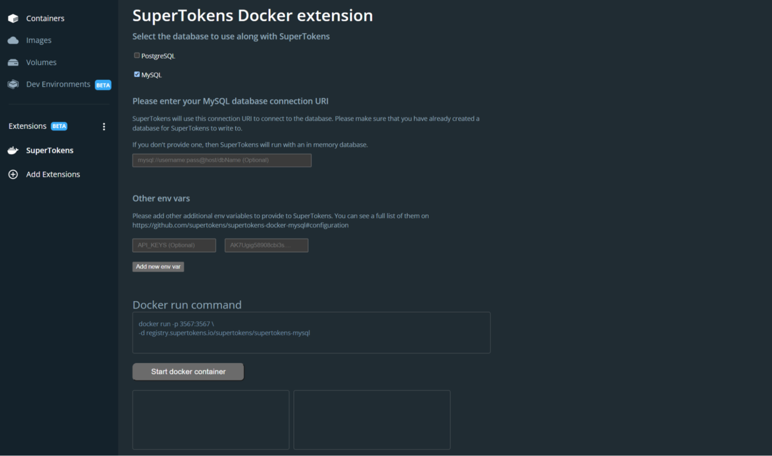 How to Use the SuperTokens Docker Extension