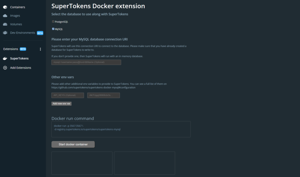 How to Use the SuperTokens Docker Extension
