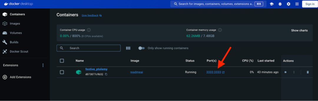 ReadMeAI: An AI-powered README Generator for Developers | Docker