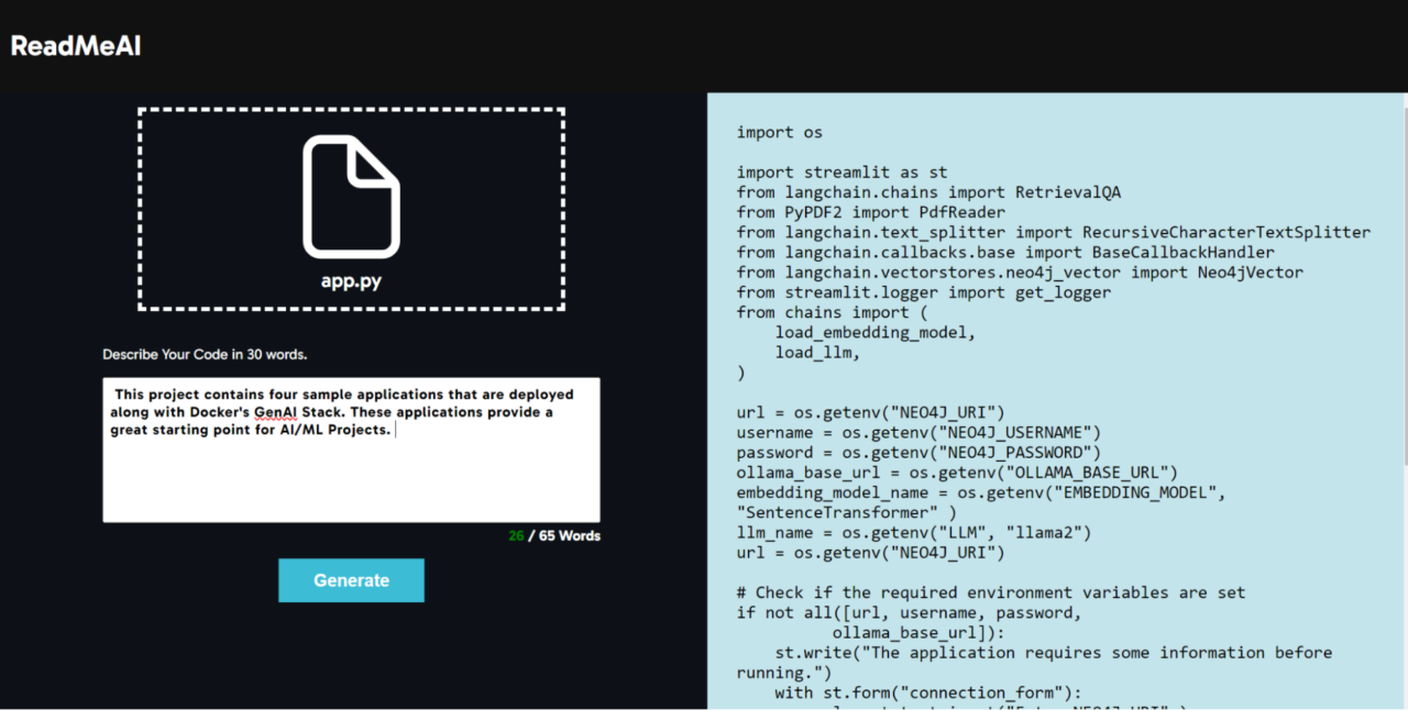 ReadMeAI: An AI-powered README Generator for Developers | Docker