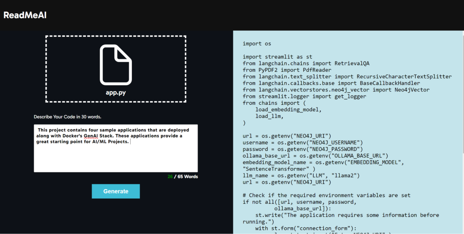 ReadMeAI: An AI-powered README Generator for Developers | Docker