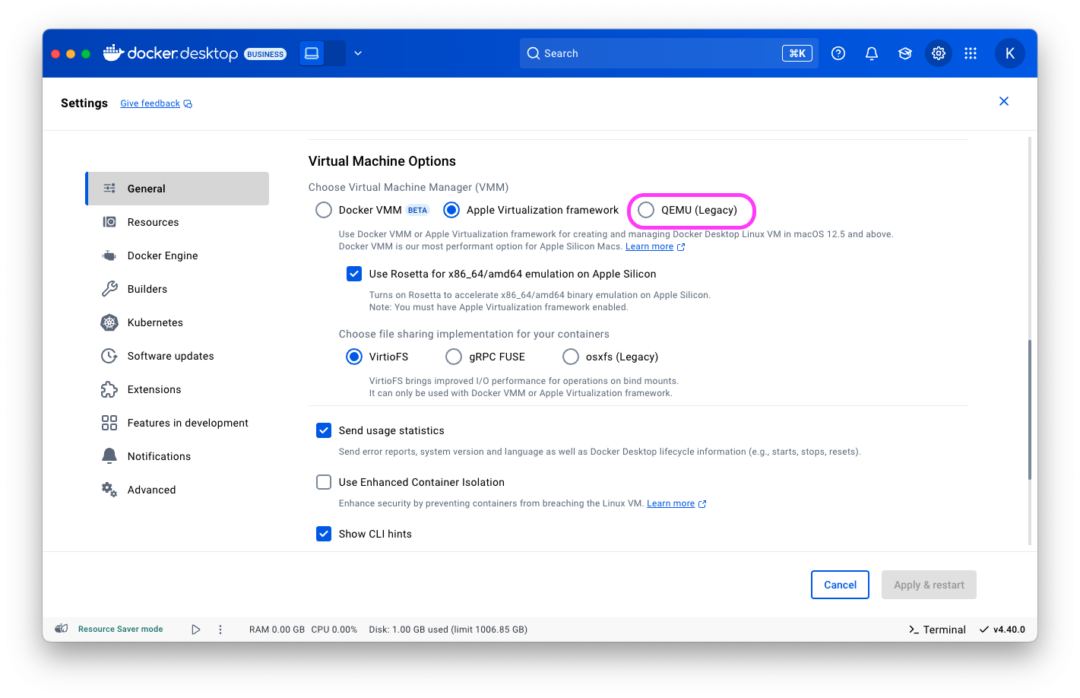 Docker Desktop For Mac Qemu Virtualization Option To Be Deprecated In 4269