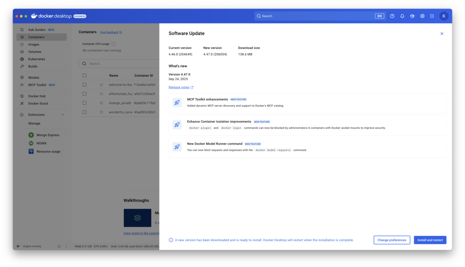 Docker Desktop 4.46: Silent Updates and New Experience