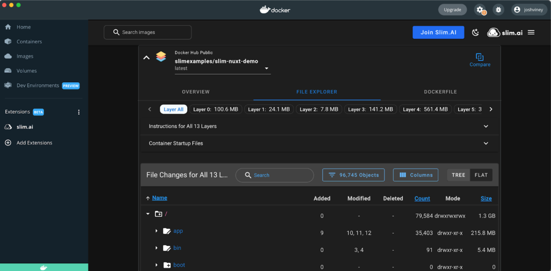 Slim.AI Docker Desktop 用の Docker 拡張機能 | Docker