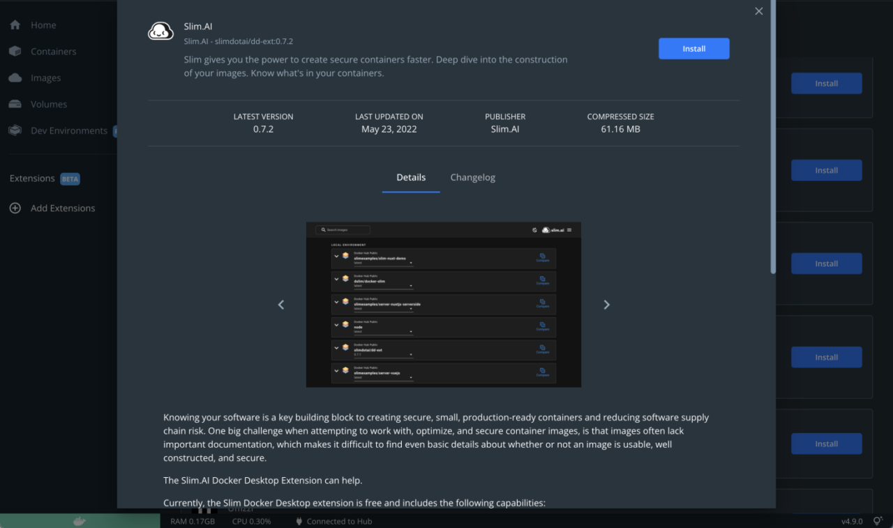 Slim.AI Docker Desktop 用の Docker 拡張機能 | Docker