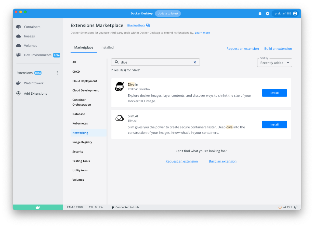Reduce Your Image Size with the Dive-In Docker Extension