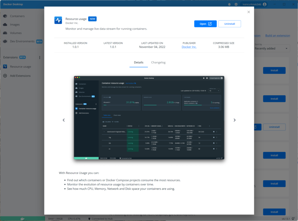 How to Use the Resource Usage Docker Extension