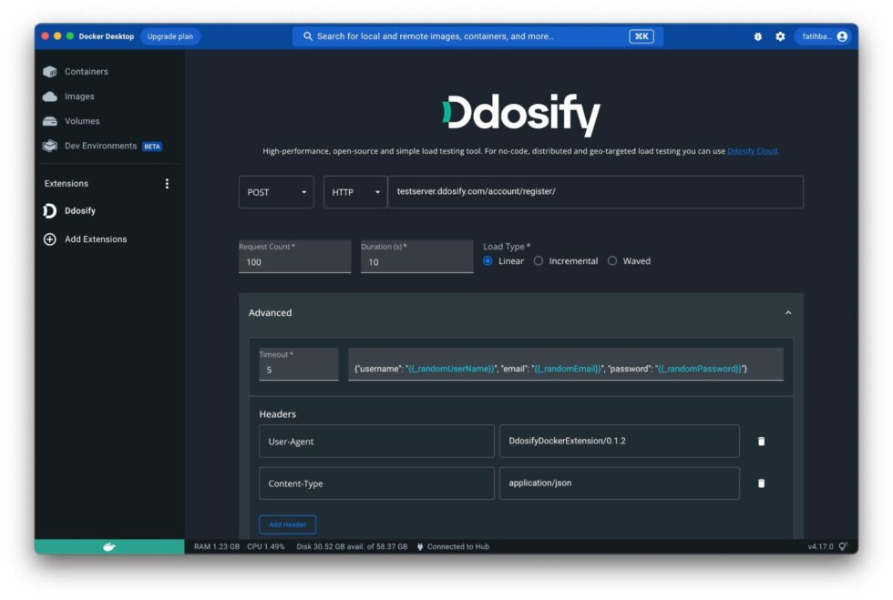 No-Code Performance Testing with the Ddosify Extension | Docker