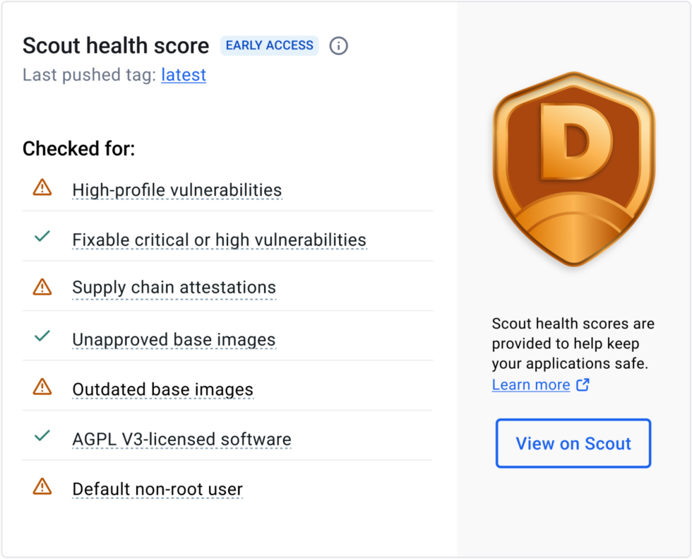 Docker Scout health scores: Security grading for container images in ...
